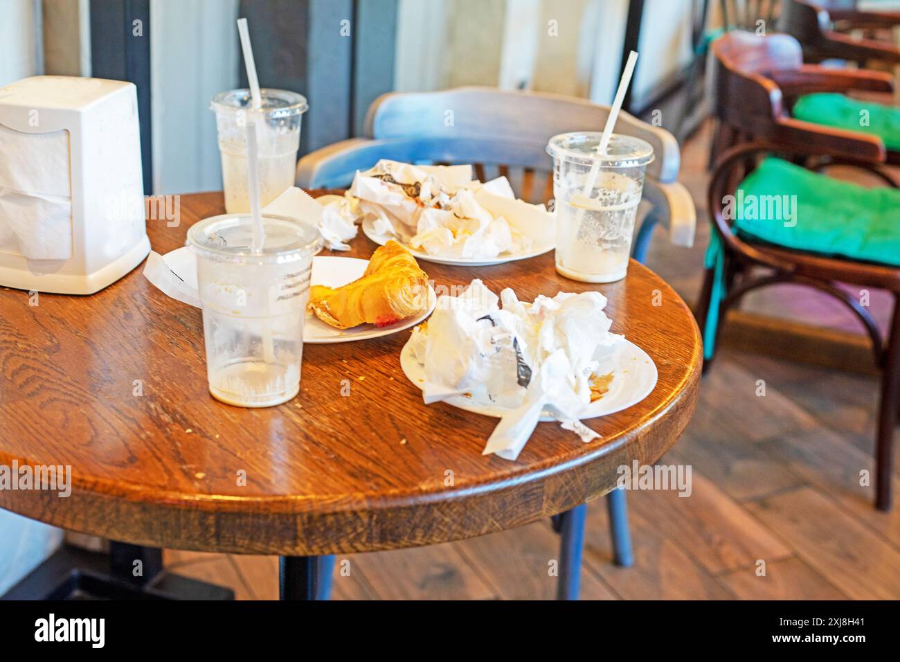 snack with dishes left on the table in the school cafeteria. back to ...