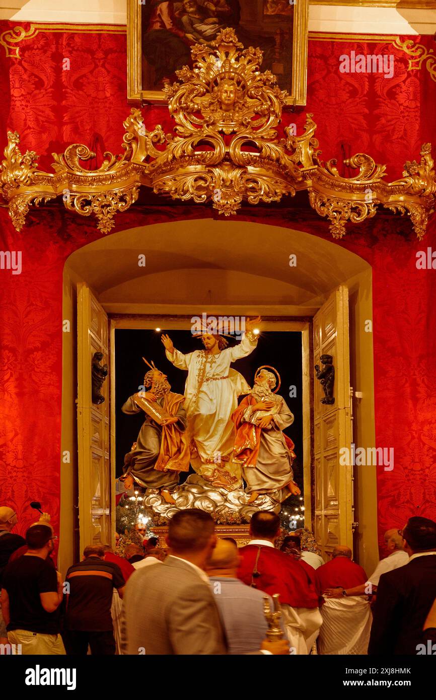 The statue group of the Transfiguration of Christ, flanked by prophets ...