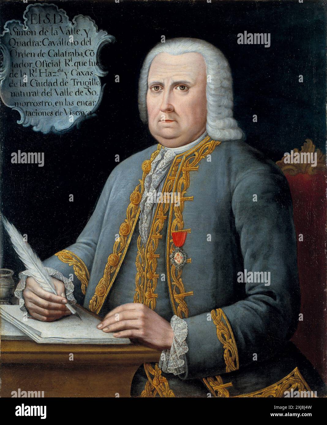 Portraits of Simon de la Valle y Cuadra and Maria Stock Photo - Alamy