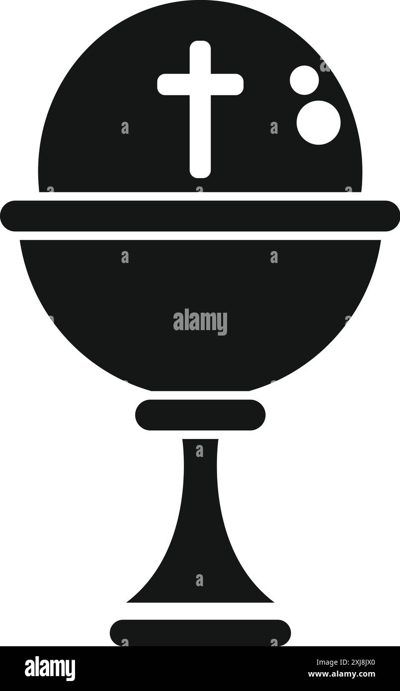 Black and white icon of a traditional christian holy water font ...