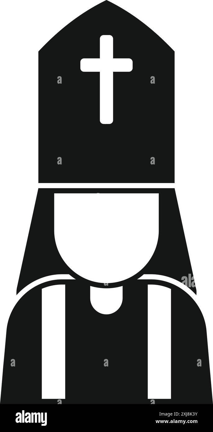 Simple black and white icon of a catholic priest wearing a cassock and ...