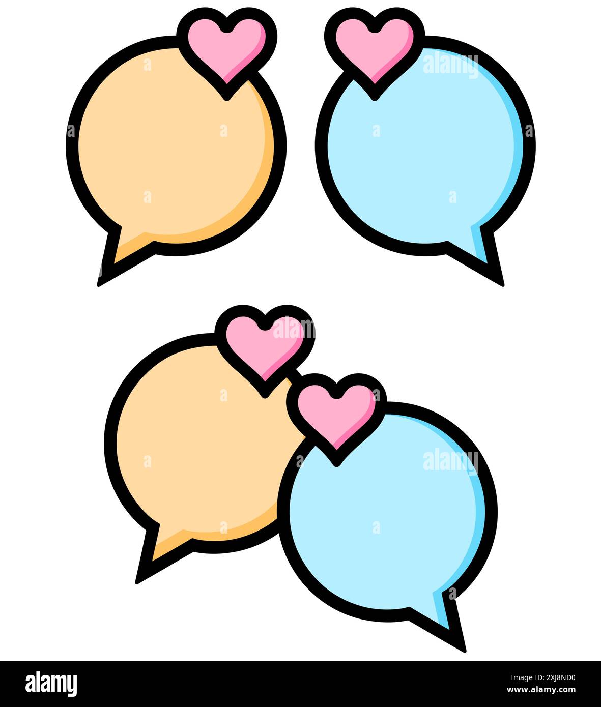 Set heart chat bubble Cut Out Stock Images & Pictures - Alamy