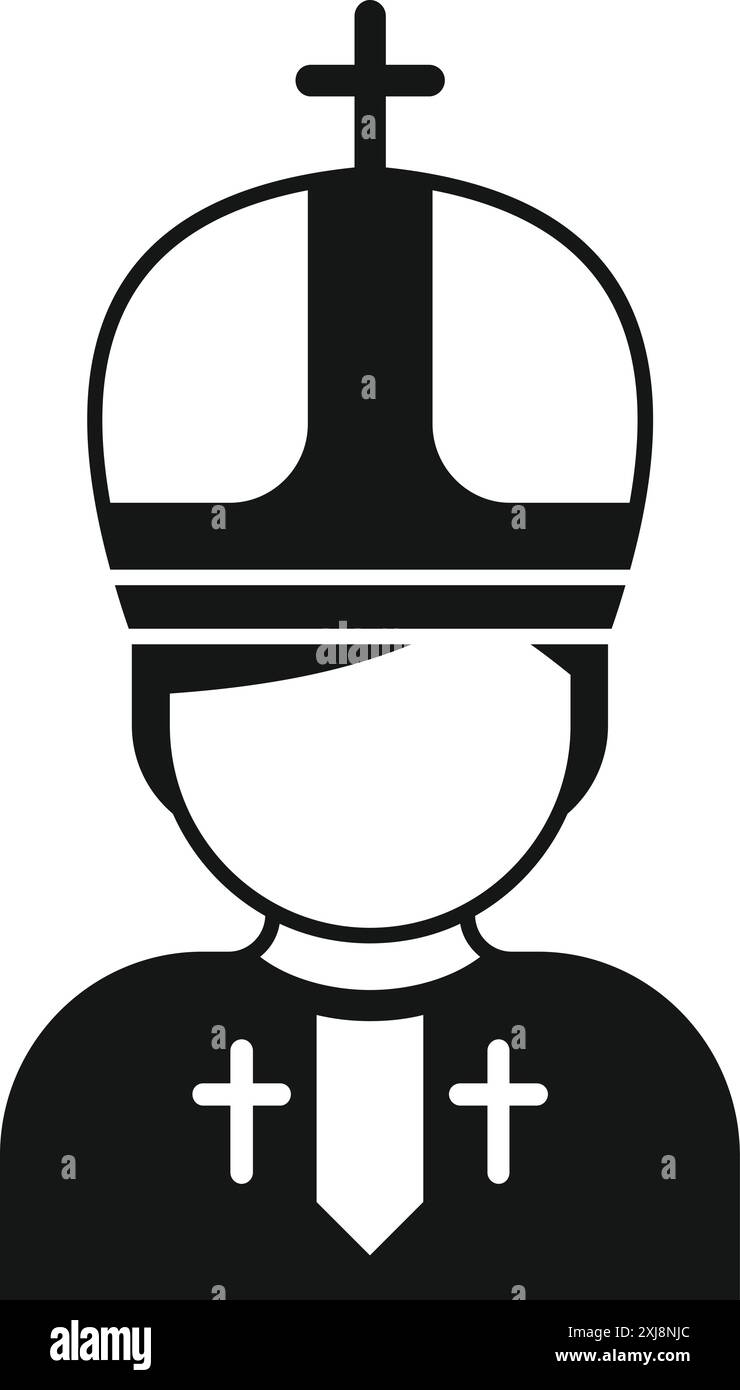 Black and white icon of a pope wearing a crown with a cross ...