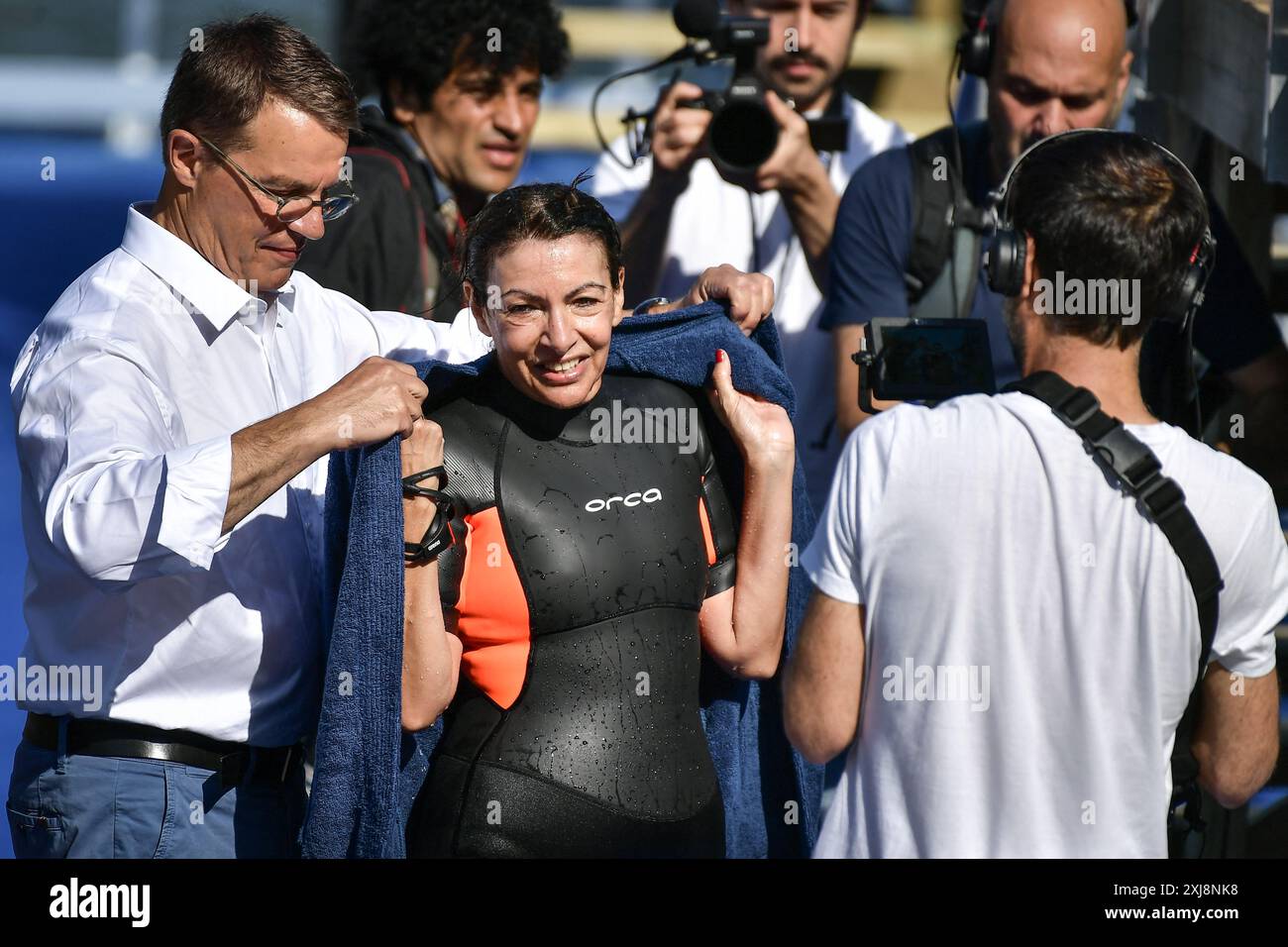 Paris, France. 17th July, 2024. Mayor of Paris Anne Hidalgo exists ...