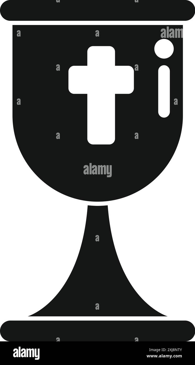 Black and white icon of a chalice with a cross representing the holy ...