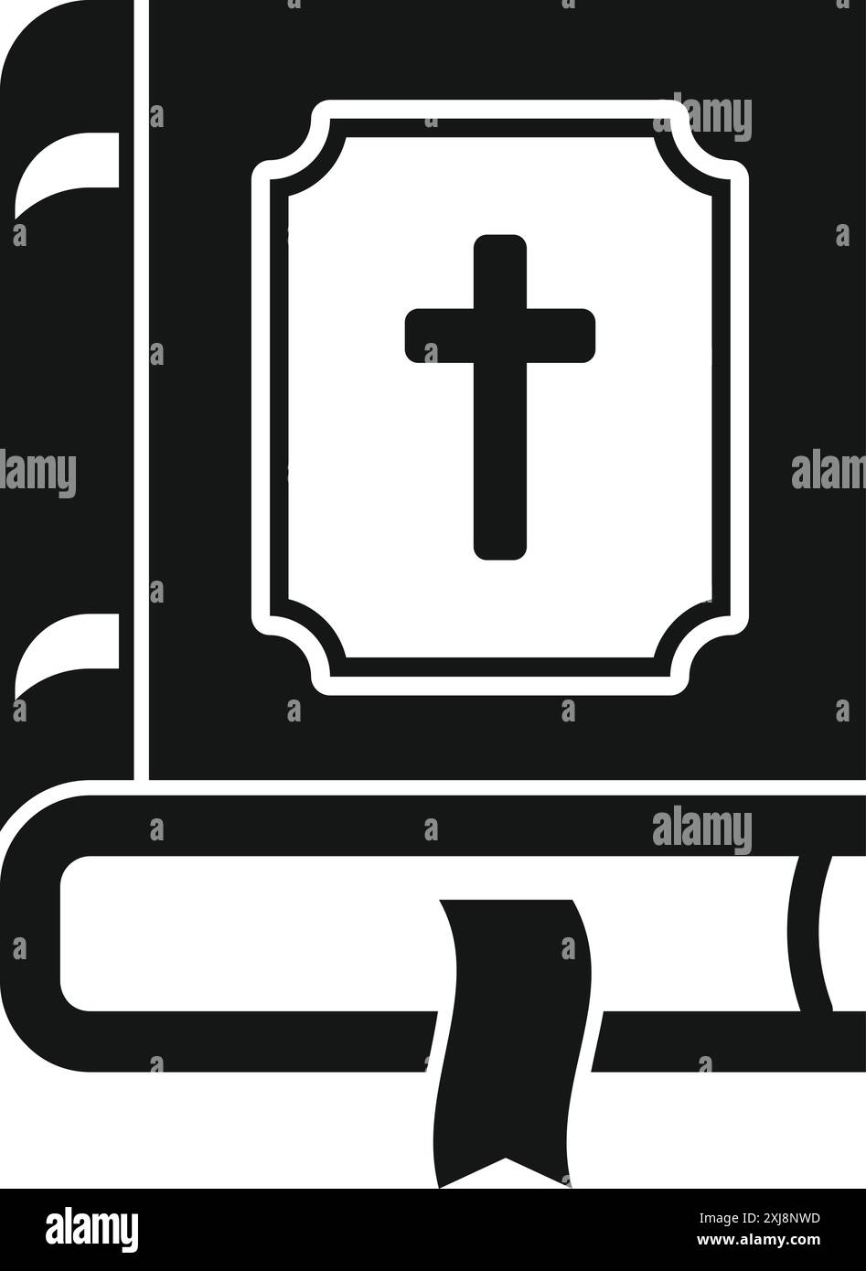 Closed holy bible with bookmark ribbon and cross symbol on the cover ...