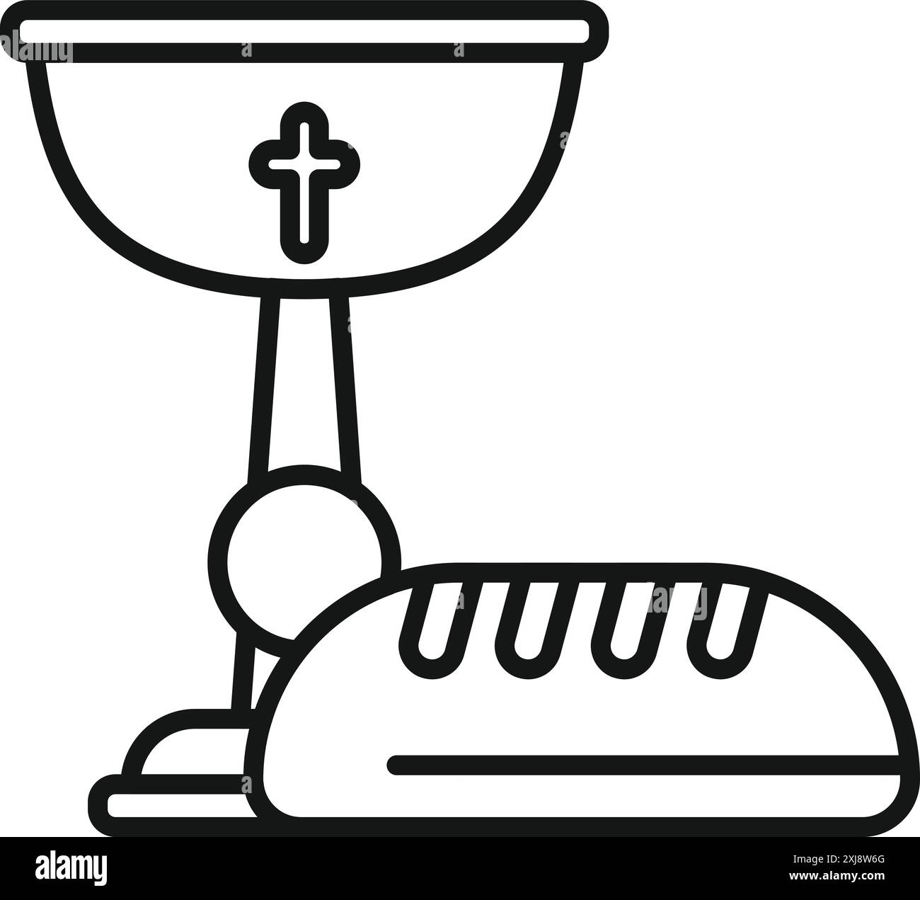 Line drawing of a chalice and a loaf of bread, representing the ...