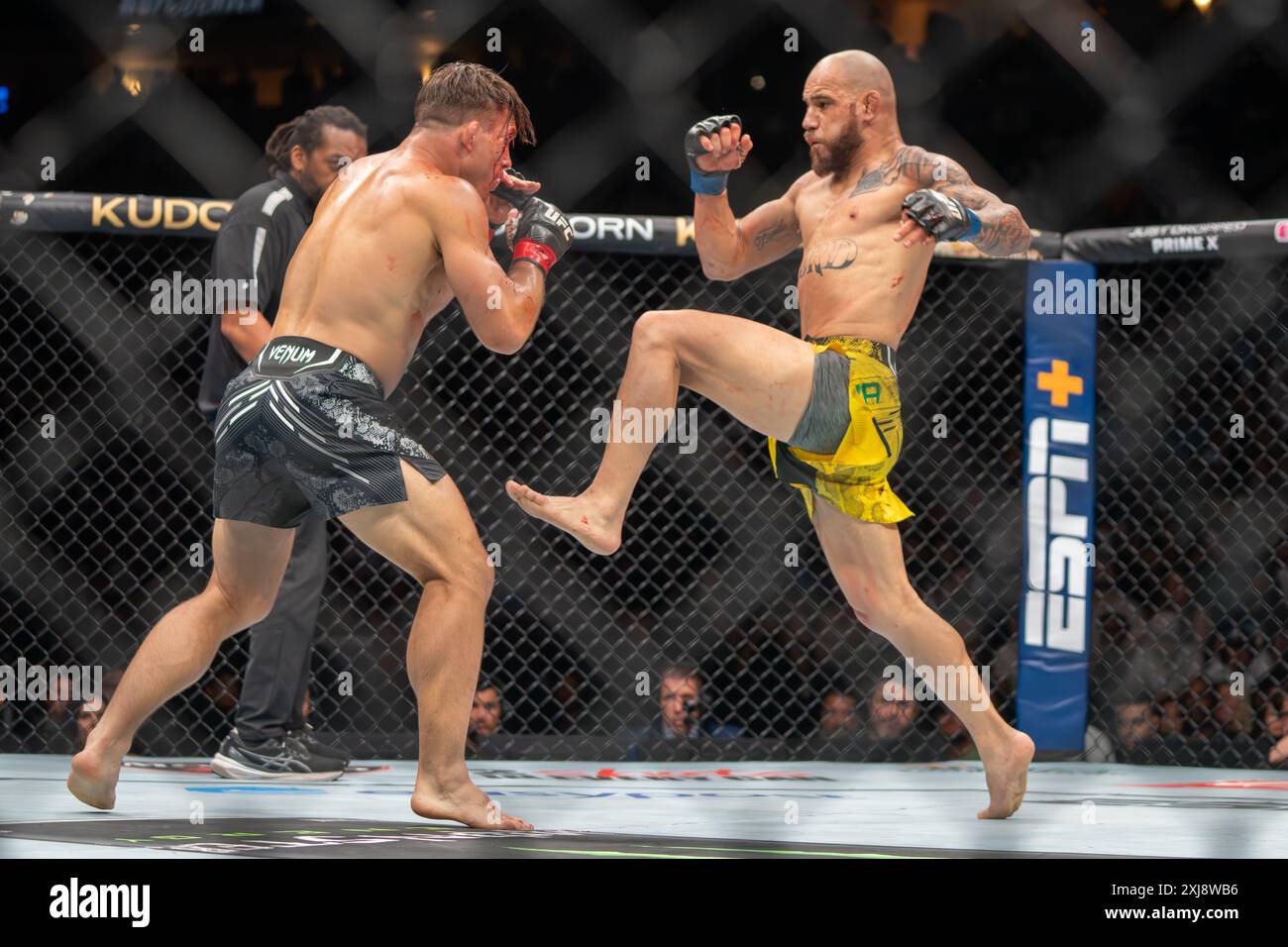 UFC Lightweight Drew Dober and Jean Silva fighting during UFC on ESPN ...