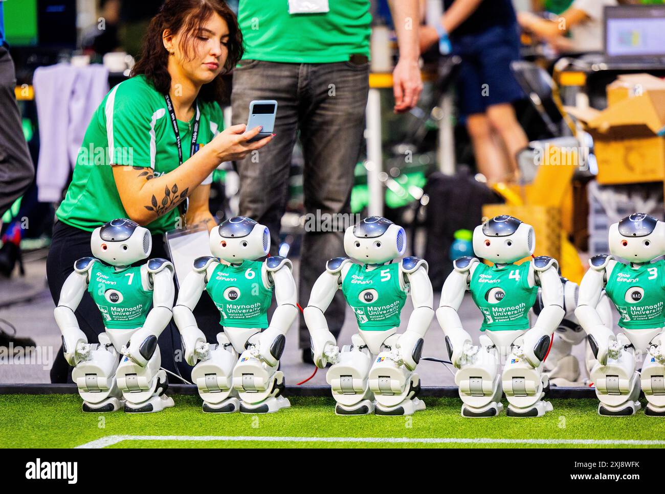 EINDHOVEN - Robot football during a practice day in the run-up to the ...