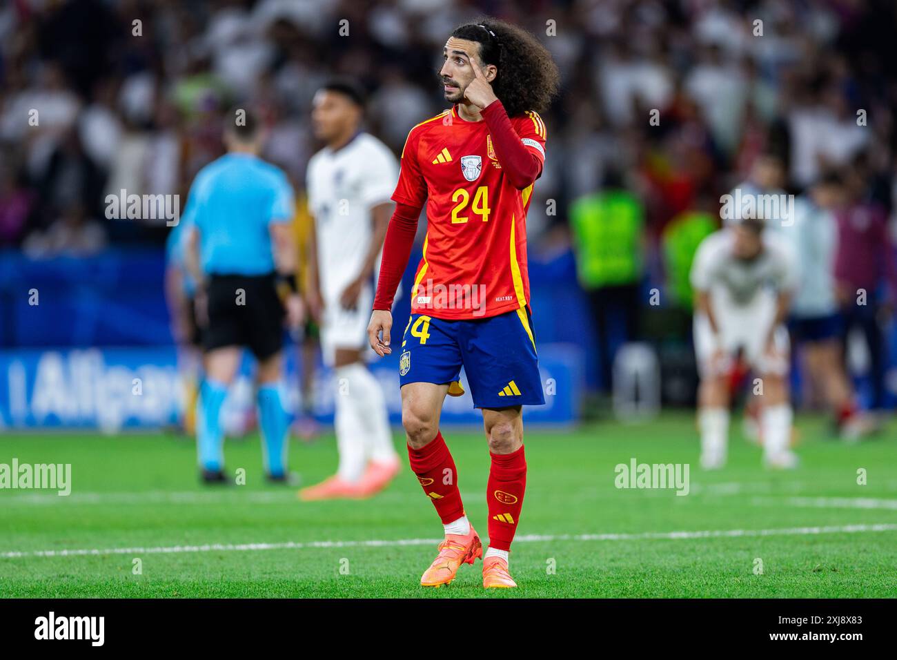 Berlin, Germany. 14th July, 2024. Marc Cucurella of Spain gestures ...