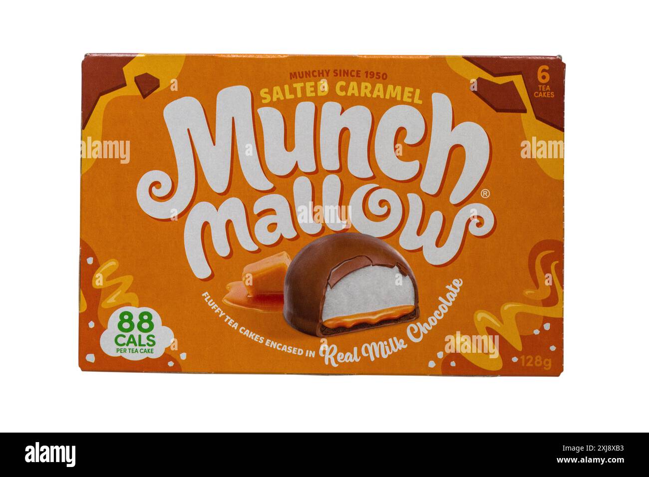 Box of Salted Caramel Munch Mallow isolated on white background ...