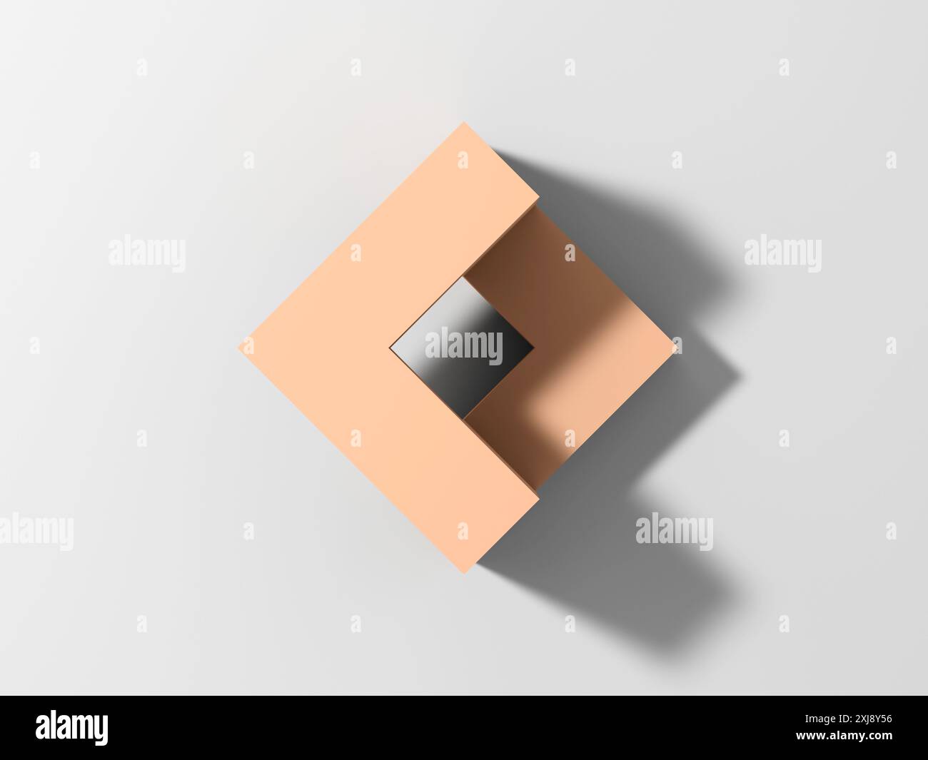Abstract geometric object with soft shadow is on white background, top ...