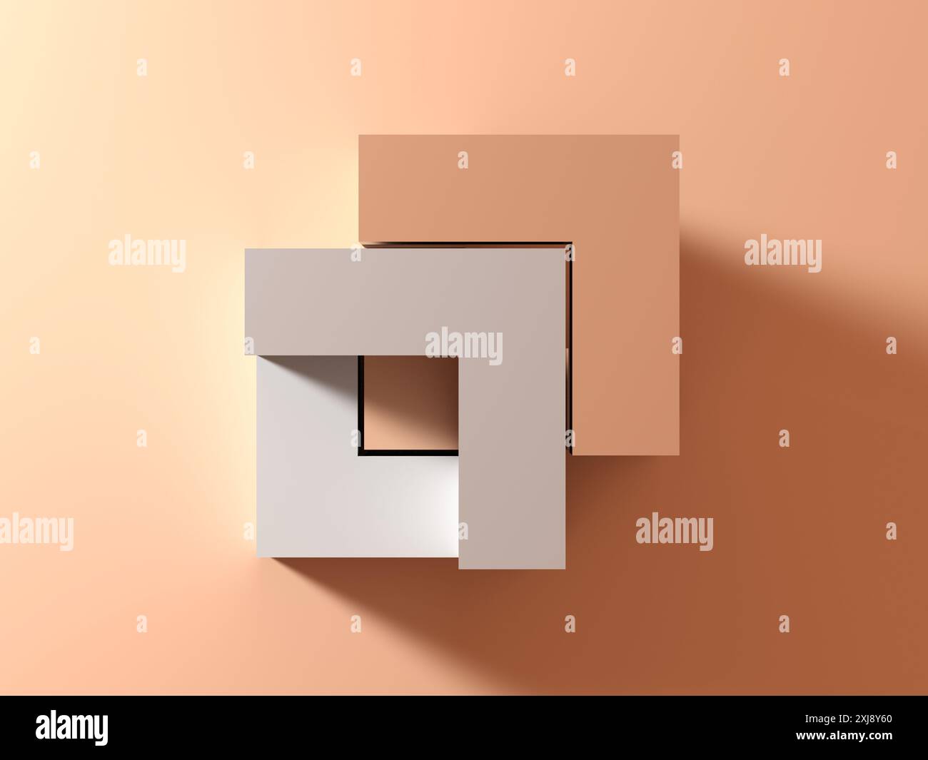 Abstract geometric installation with connected cubical shapes over ...