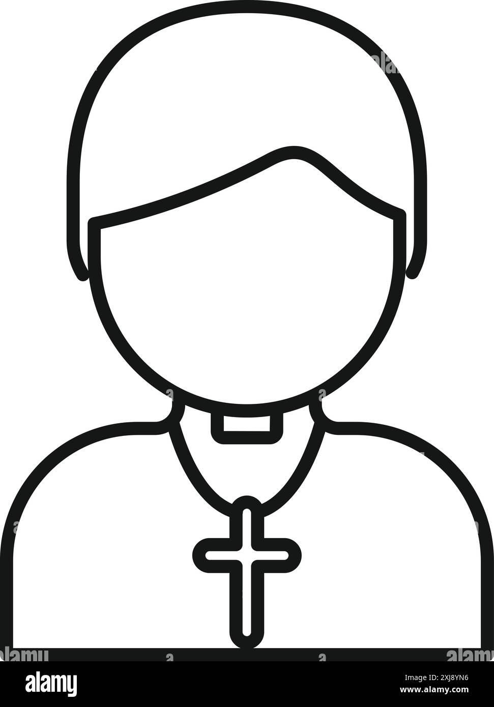 Line drawing of a catholic priest wearing cassock with clerical collar ...