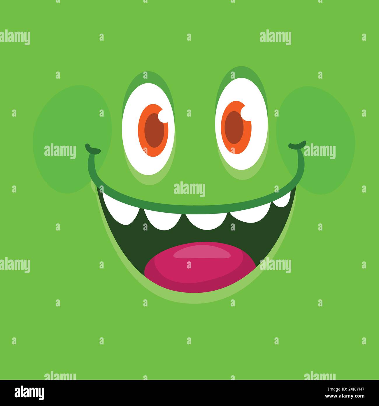 Funny cartoon monster face. Illustration of cute and happy alien ...