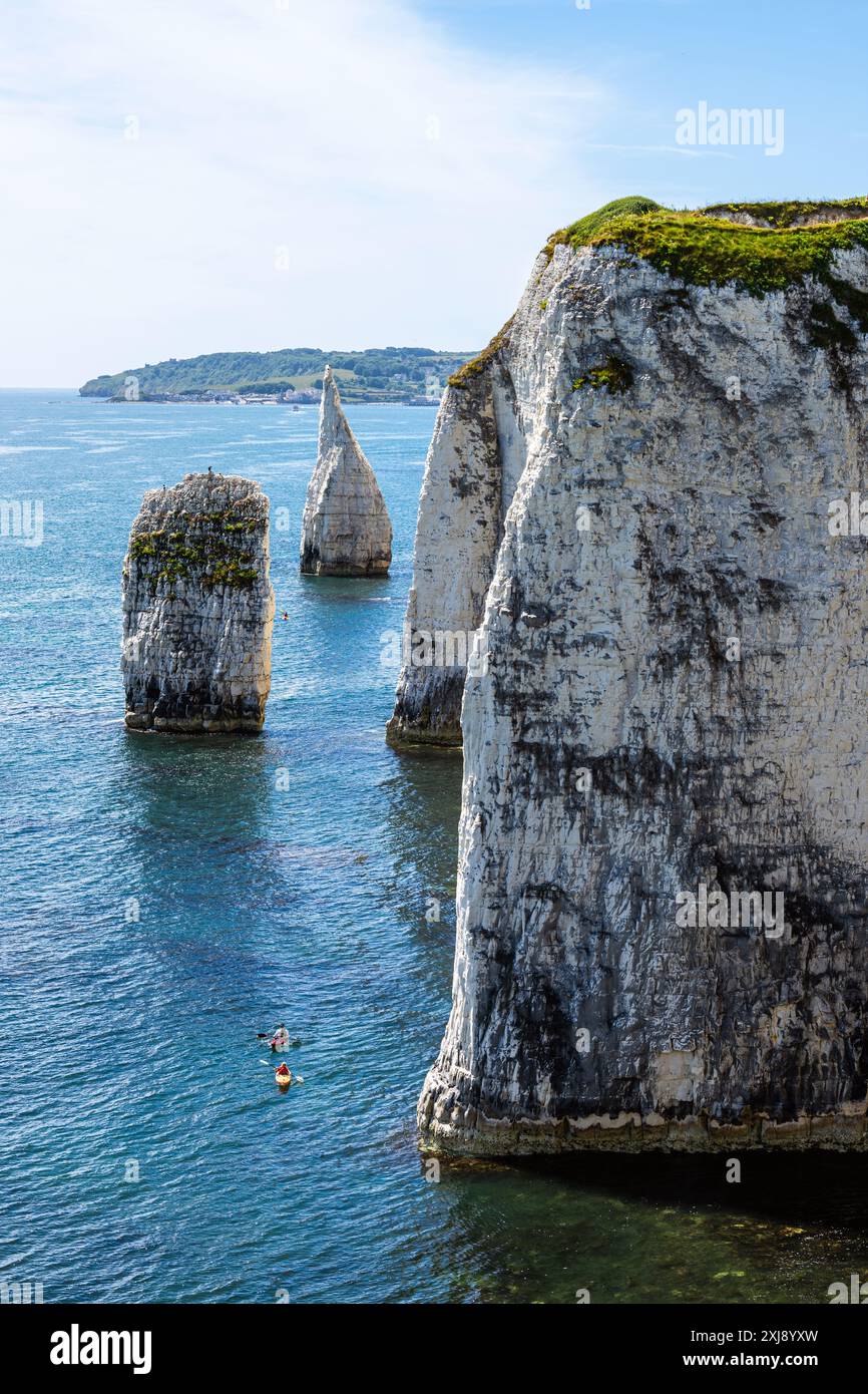 White Cliffs of Old Harry Rocks Jurassic Coast from a drone, Dorset ...