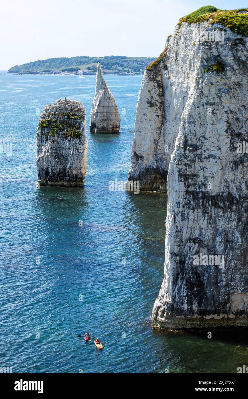 White Cliffs of Old Harry Rocks Jurassic Coast from a drone, Dorset ...
