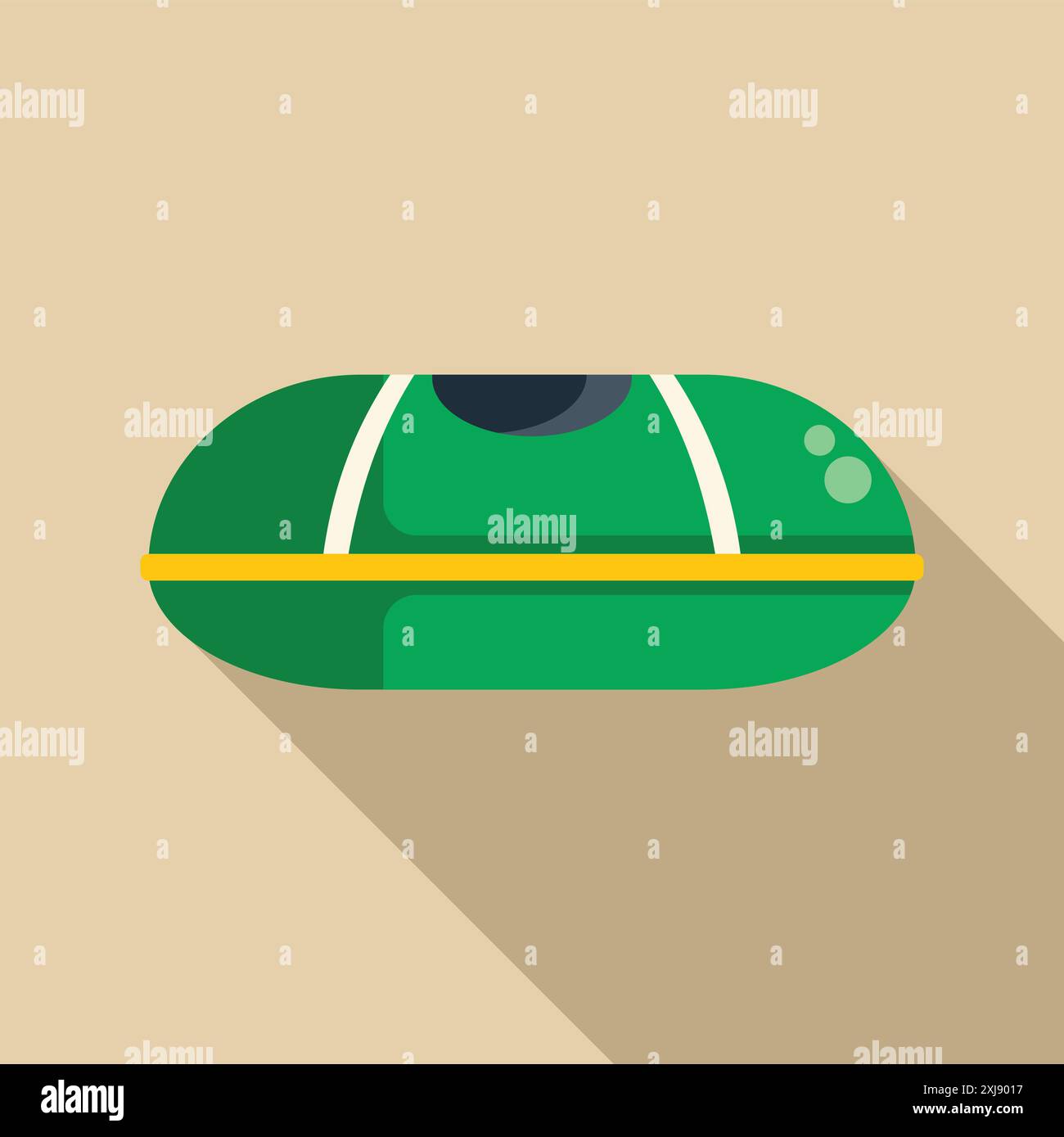 Green inflatable boat floating on water surface, side view Stock Vector ...