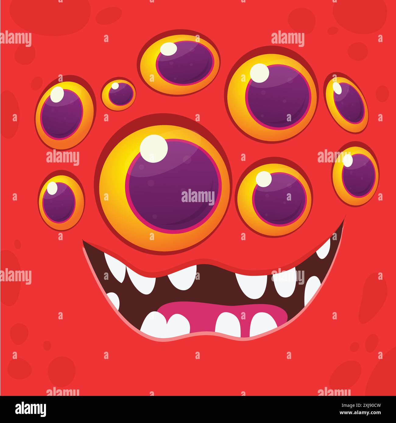 Scary monster face with many eyes. Illustration of cute alien creature ...