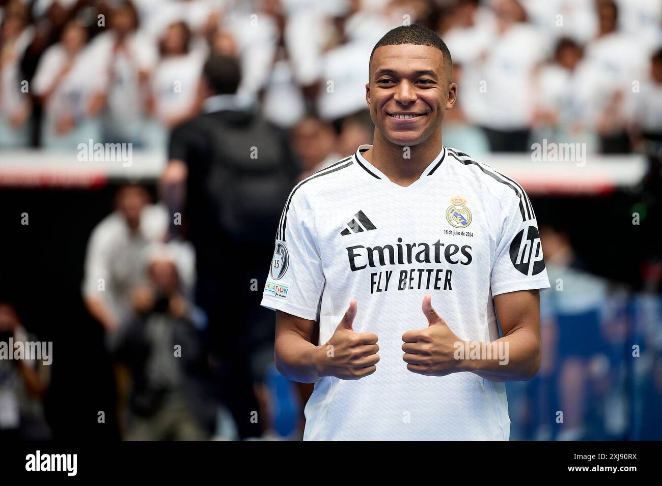 MADRID, SPAIN - JULY 16: Real Madrid new signing, Kylian Mbappe is ...