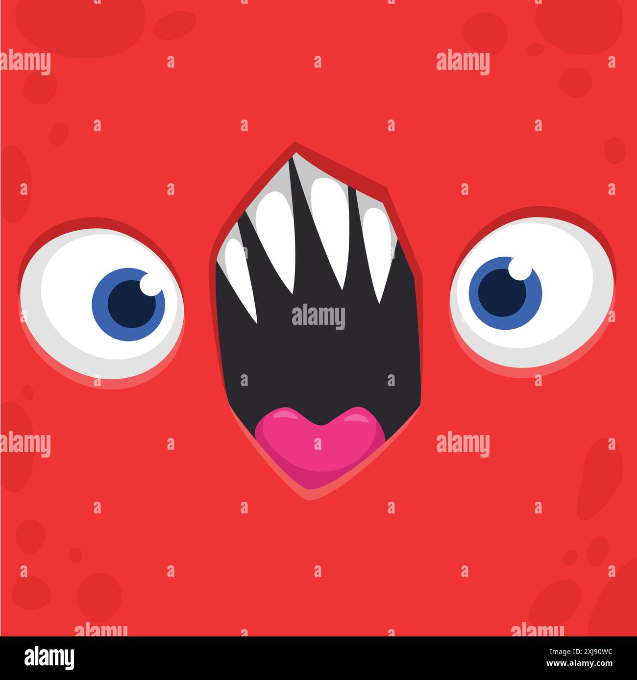 Cartoon monster face isolated . Vector Halloween red scary monster ...