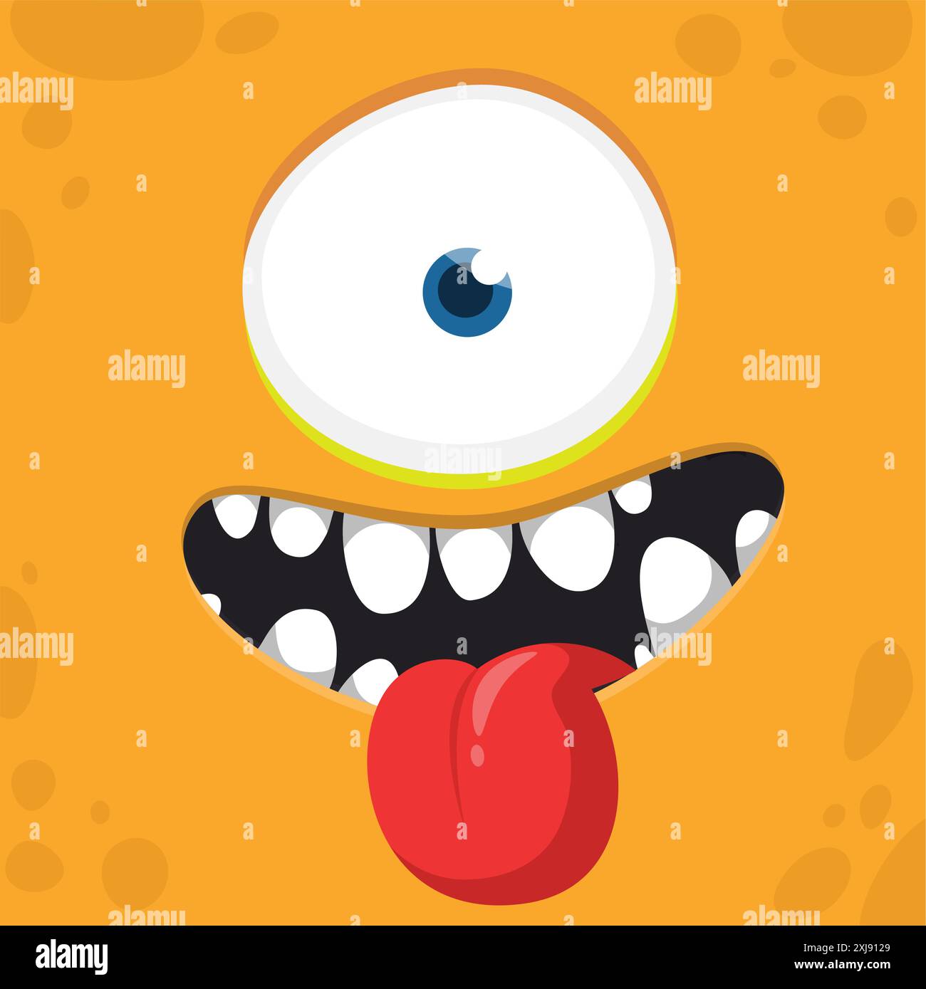 Funny Monster One Eye Face showing tongue. Vector Illustration ...