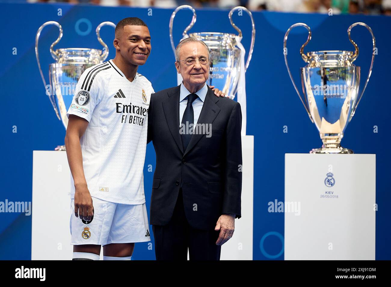 MADRID, SPAIN - JULY 16: Real Madrid new signing, Kylian Mbappe poses ...