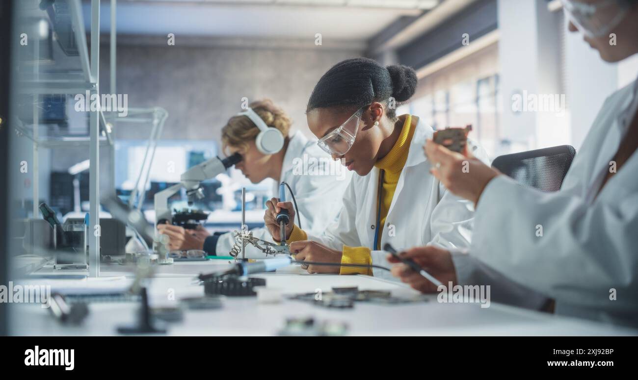 High School Science Classroom: Diverse Multiethnic Group of Students ...