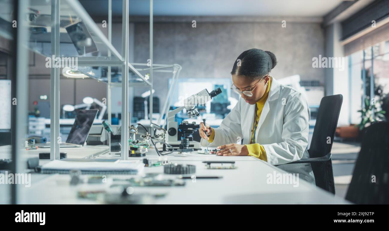 College Science Classroom: Diverse Young Black Female Experimenting ...