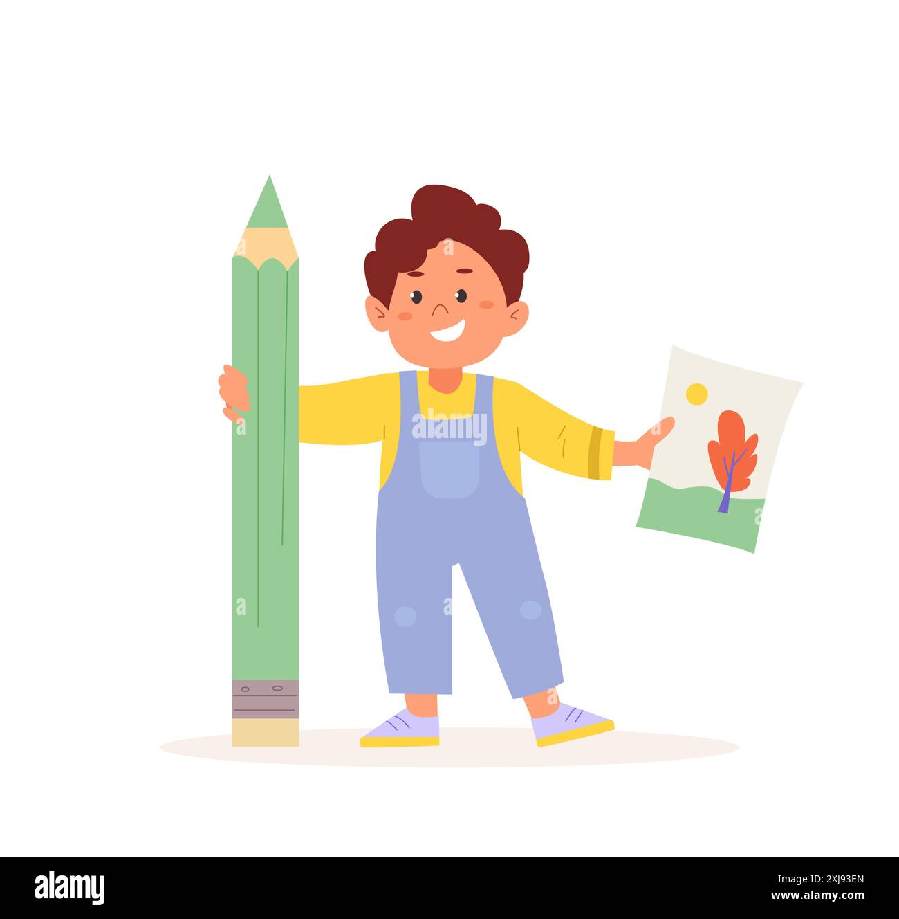 Little boy picture crayon Stock Vector Images - Alamy