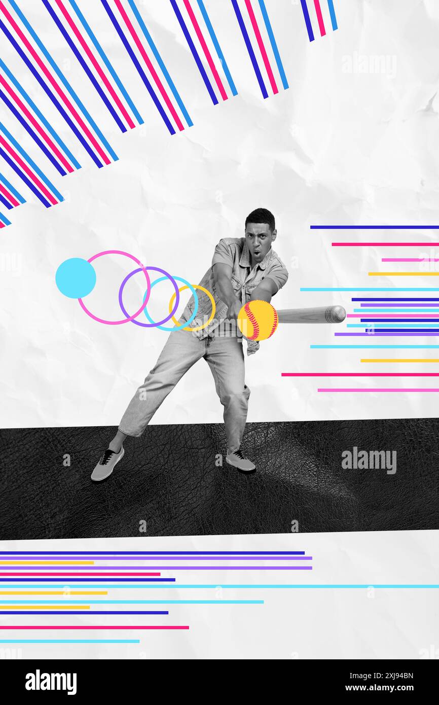 Vertical composite collage image picture of black white colors guy play ...