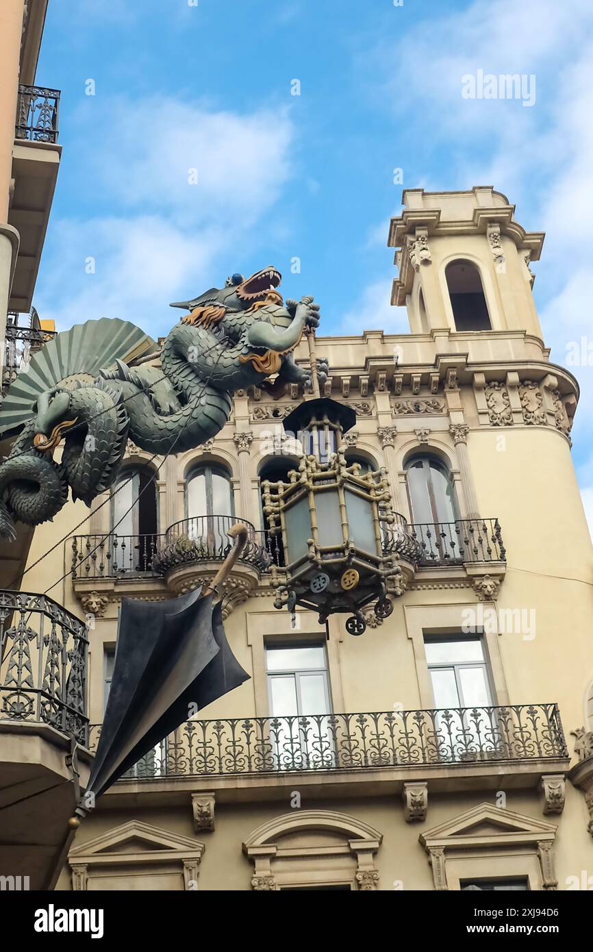 Art deco chinese dragon sculpture hanging shop sign hi-res stock ...