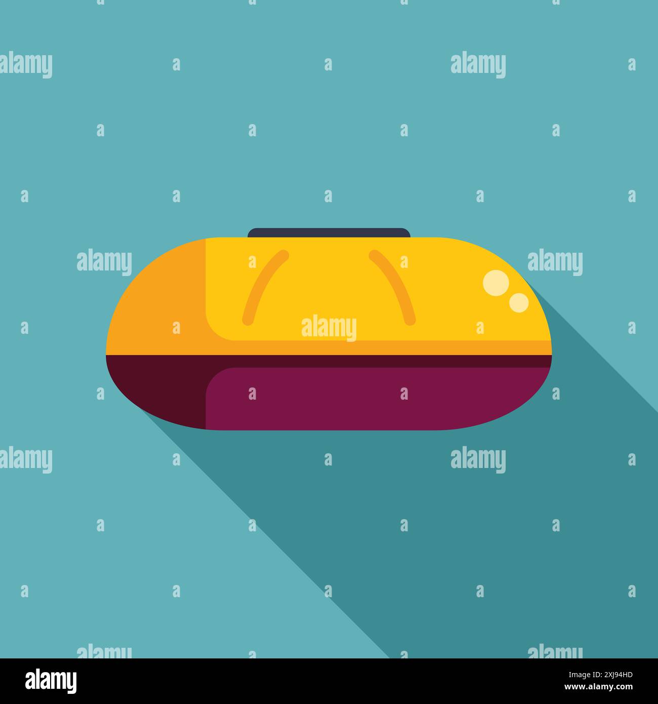 Yellow inflatable life raft floating on water, ensuring safety and ...