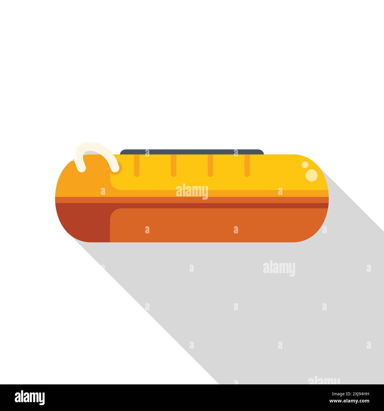 Inflatable yellow raft floating on water illustration on white ...