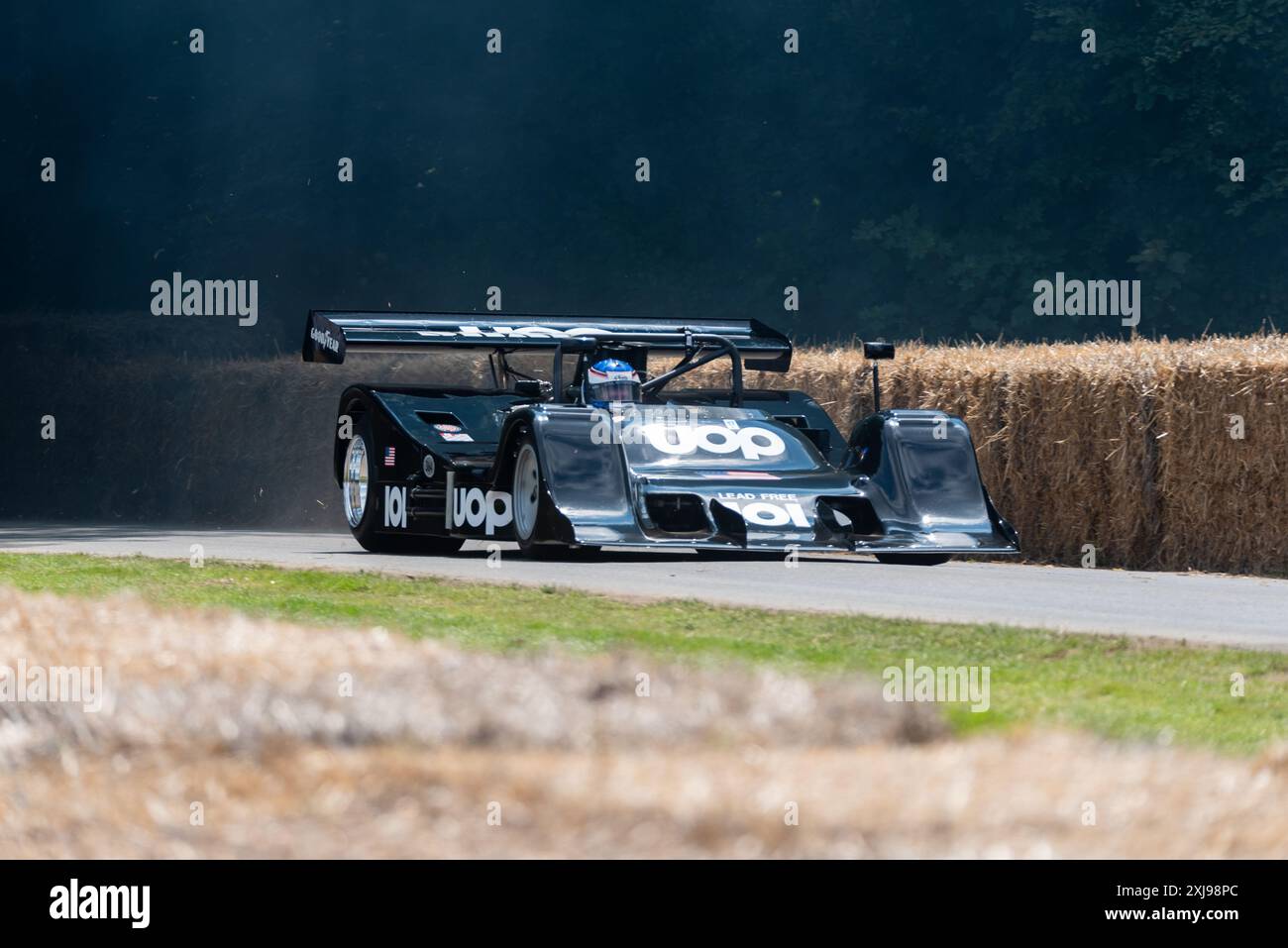1973 Shadow-Chevrolet DN2 car driving up the hill climb track at the ...