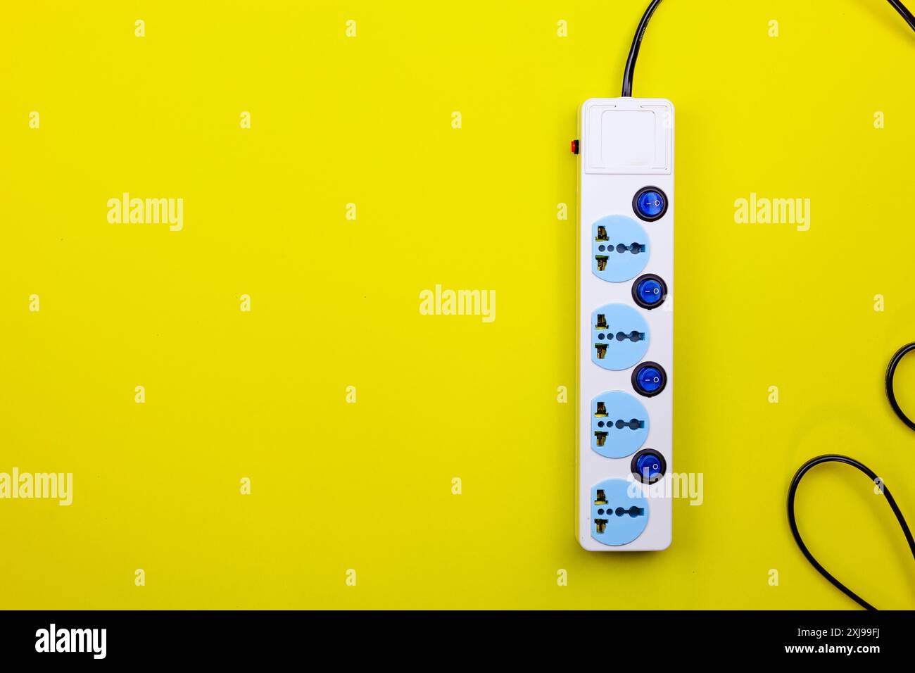 Electric power socket and plug on yellow paper background Stock Photo ...