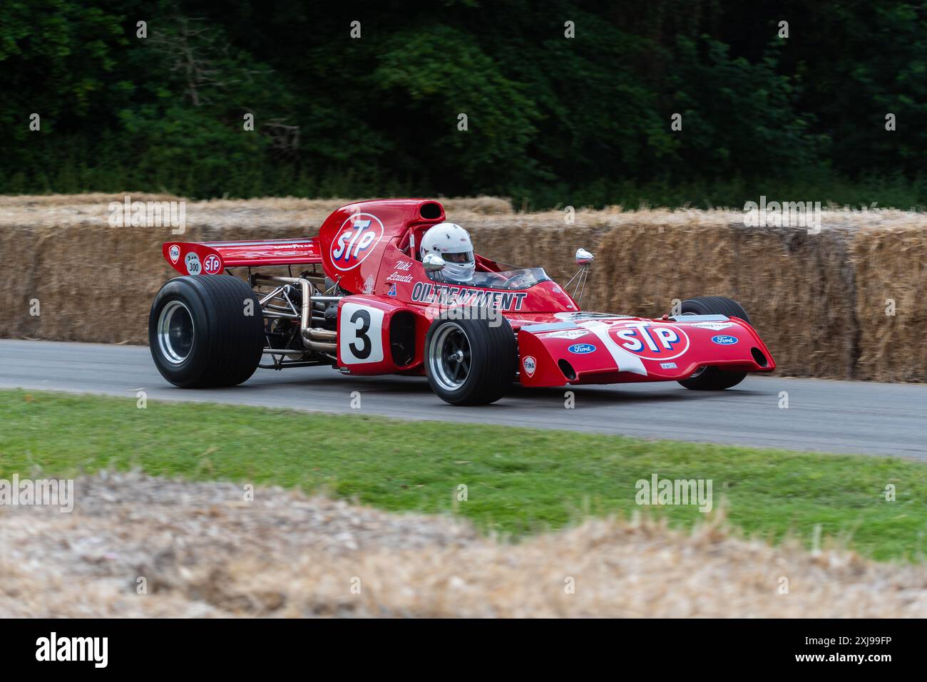 1972 March 721X Formula 1 car driving up the hill climb track at the ...