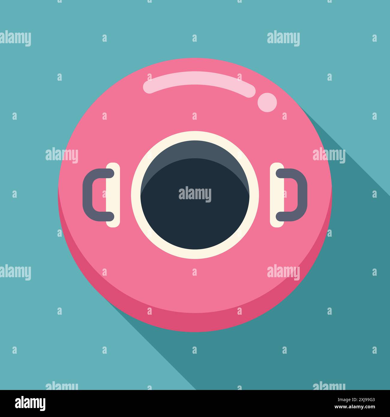 Pink inflatable swim tube floating on water surface, summer vacation ...