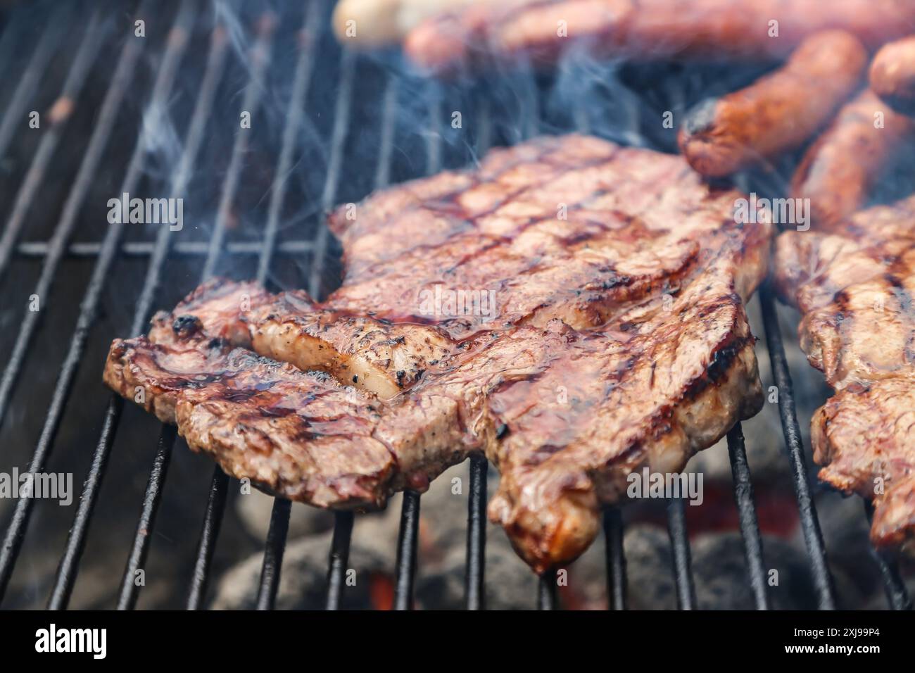 Beef steak grilled on grill hi-res stock photography and images - Alamy