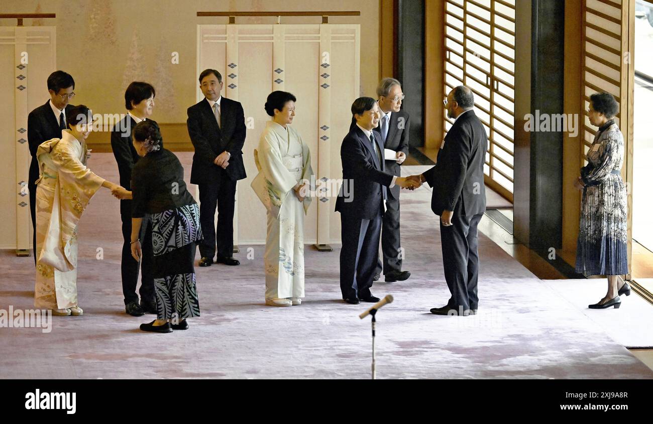 Japanese Emperor Naruhito and Empress Masako meet with leaders of the ...