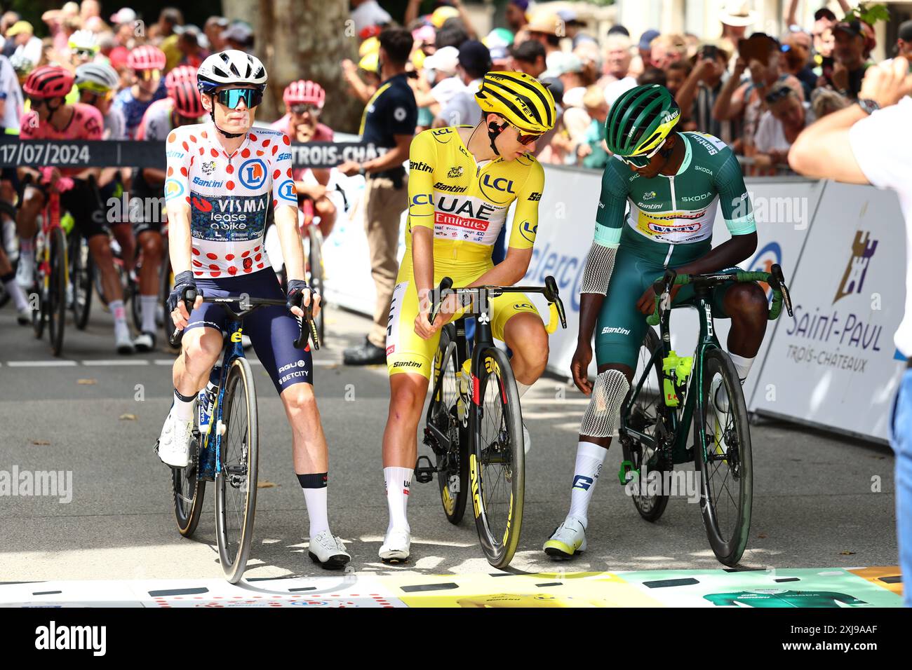 Danish Jonas Vingegaard of Team Visma-Lease a Bike wearing the red polka-dot jersey for best ...