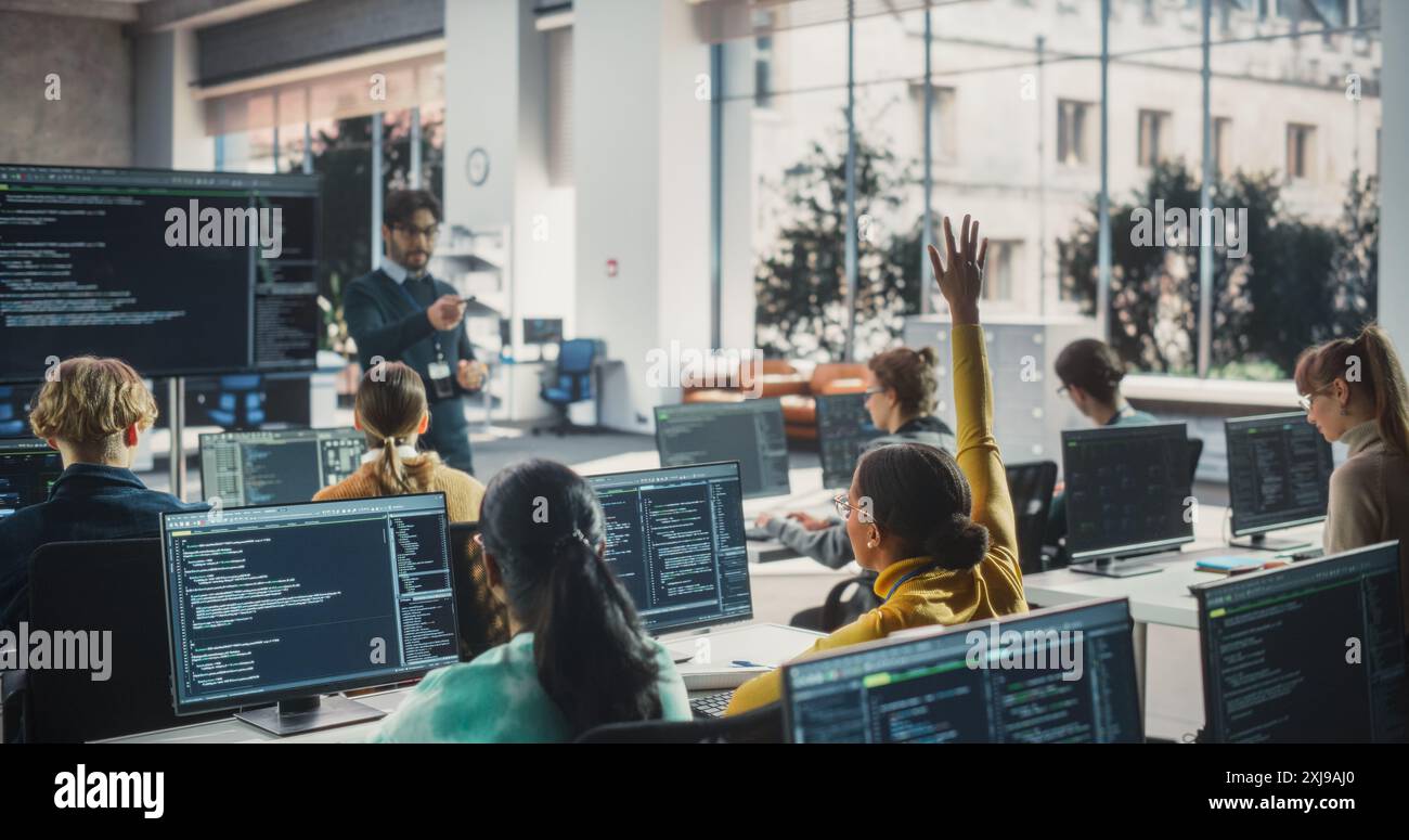 Portrait of a Young Inspired Black Female Student Studying in College ...