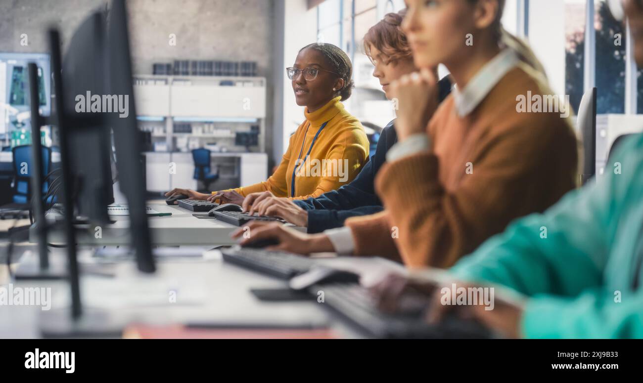 Young Smart African American Female Student Studying in Modern School ...