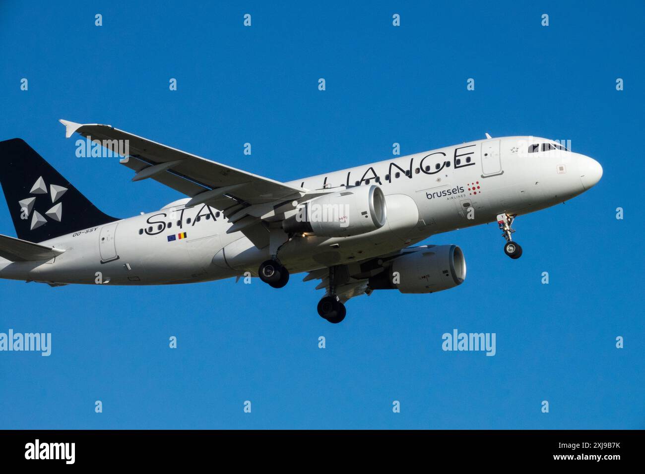 Airbus A319-100 Brussels Airlines Plane Flying on Blue Sky Stock Photo ...