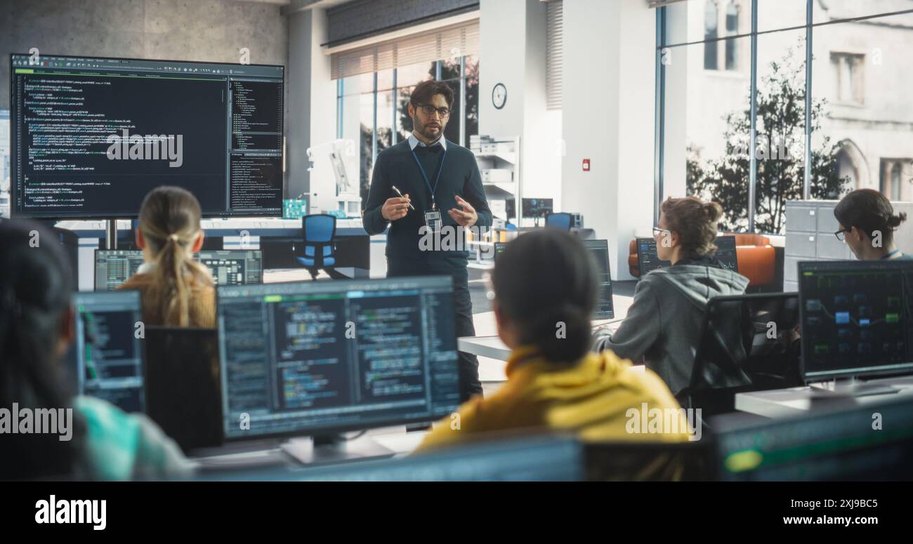 Lecturer Giving Computer Science Class to Diverse Multiethnic Group of ...