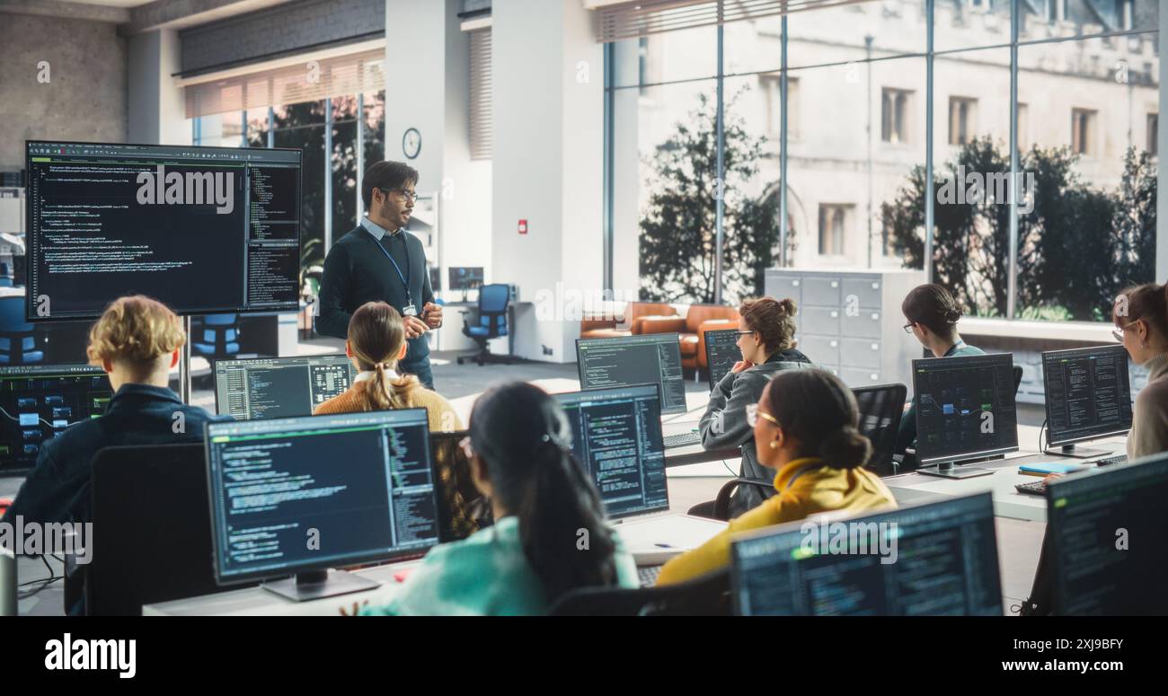 Teacher Giving Lesson to Diverse Multiethnic Group of Female and Male ...