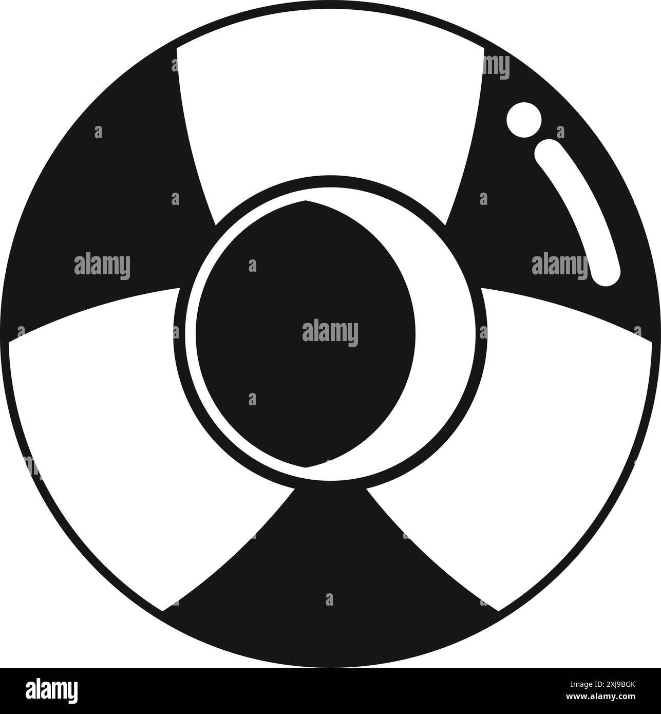 Simple icon of a black and white inflatable lifebuoy, essential for ...