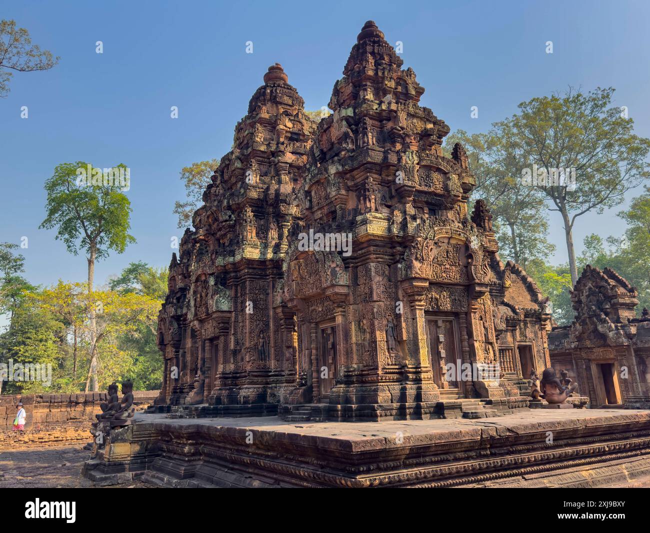 Banteay Srei Temple, a miniature temple complex built entirely of red ...