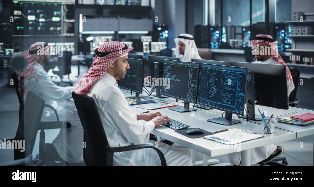 Team of Talented Young Arab Professionals Working in a Technological ...