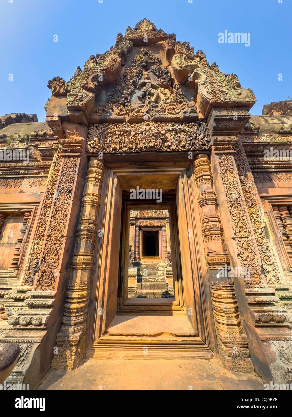 Banteay Srei Temple, a miniature temple complex built entirely of red ...